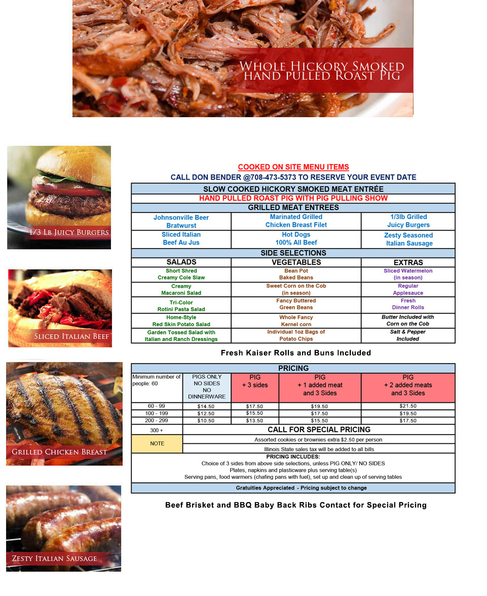 Catering Menu Chicago | Double D Pig Roast | DD Pig Roast