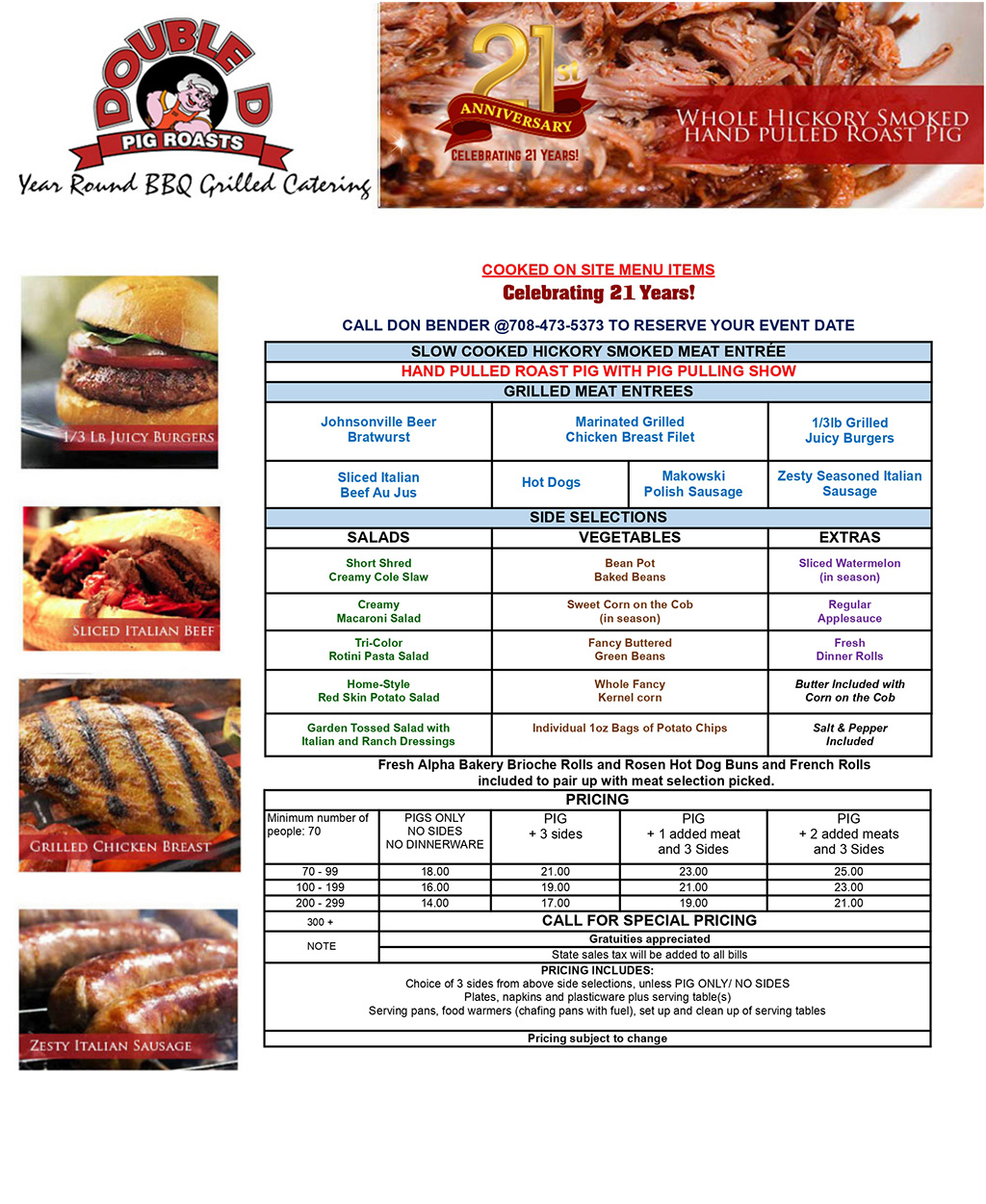 Catering Menu Chicago | Double D Pig Roast | DD Pig Roast